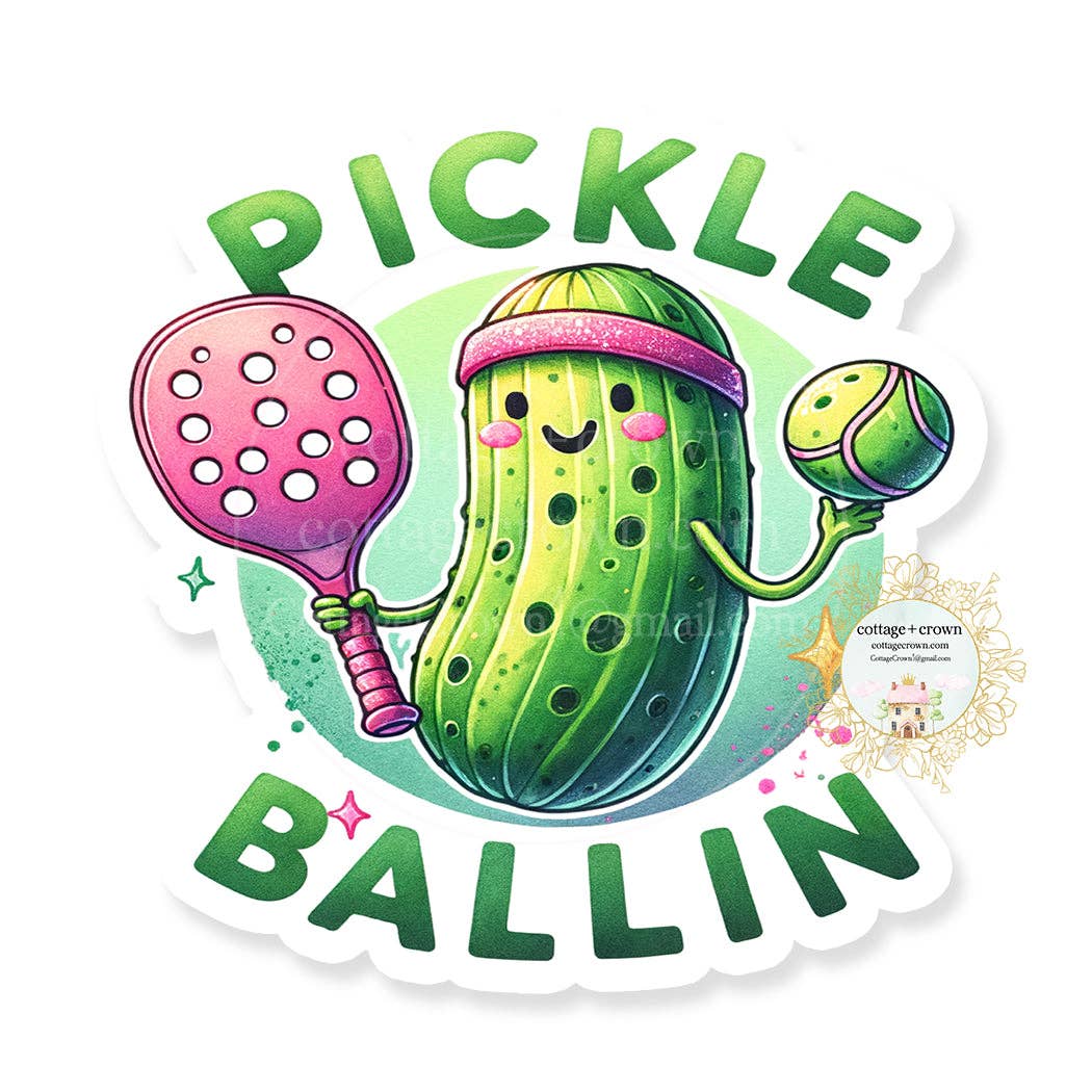 Pickleball Pickle Ballin 2 Vinyl Decal Sticker – Ruby Bloom Floral + Gifts